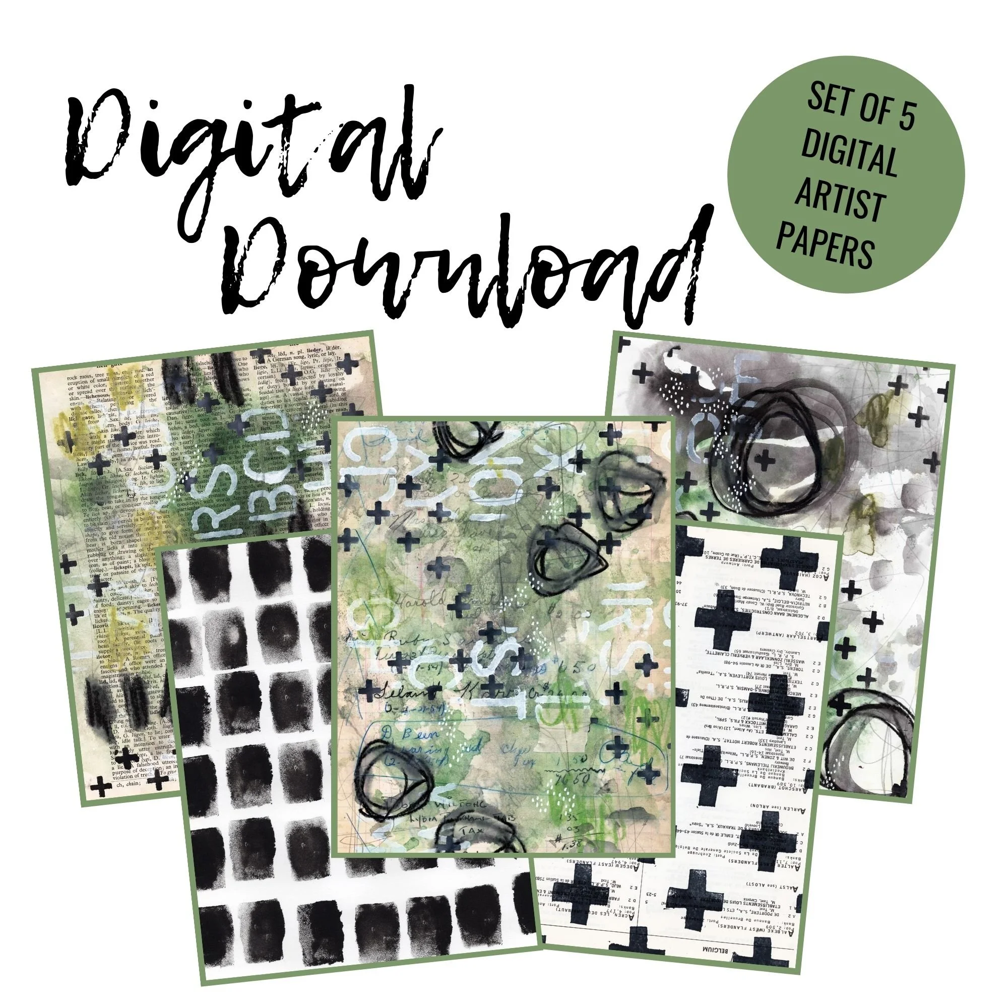 Chartreuse Artist Papers DIGITAL DOWNLOAD Set 1 — BB Henry Art