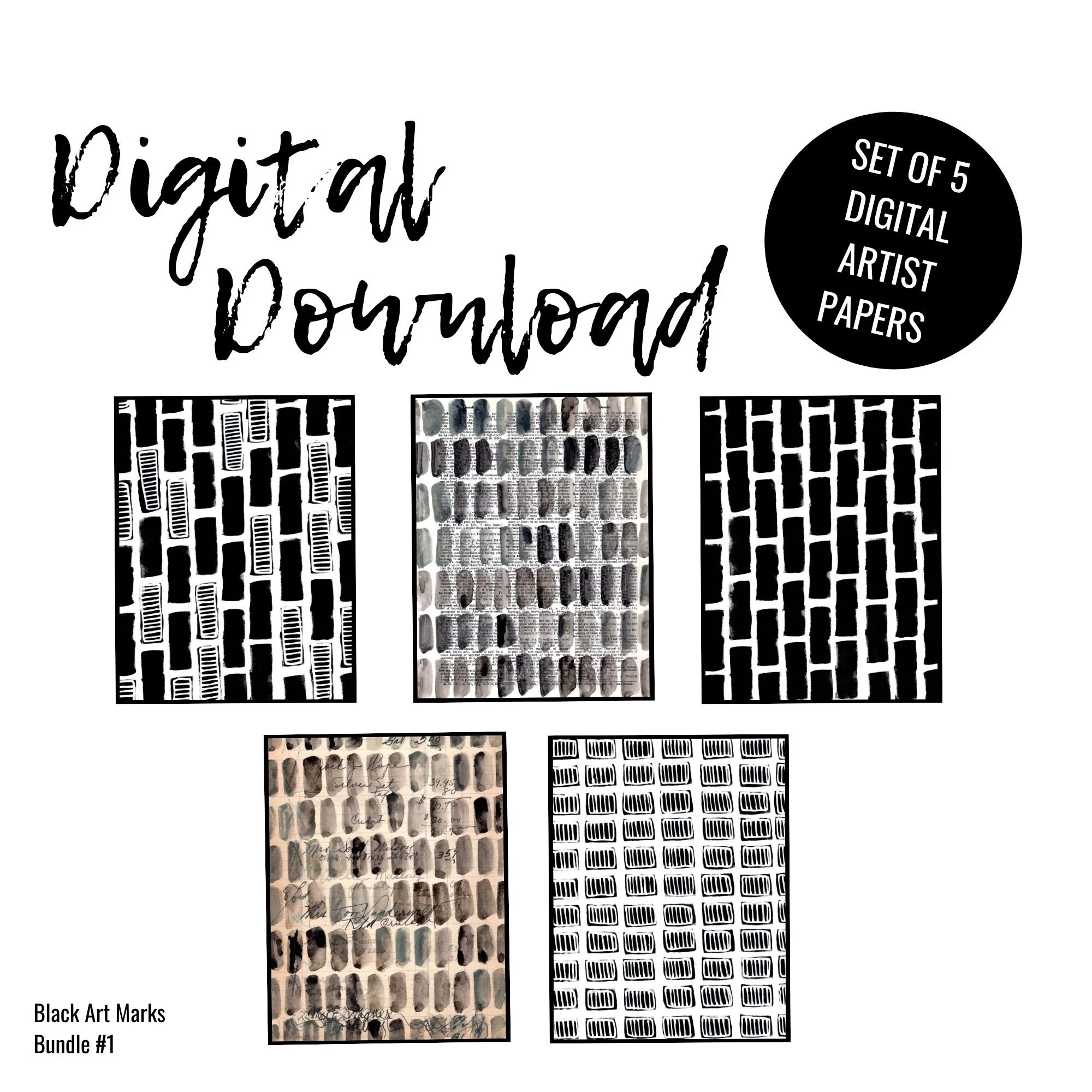Black Art Marks Papers DIGITAL DOWNLOAD Set 1 — BB Henry Art