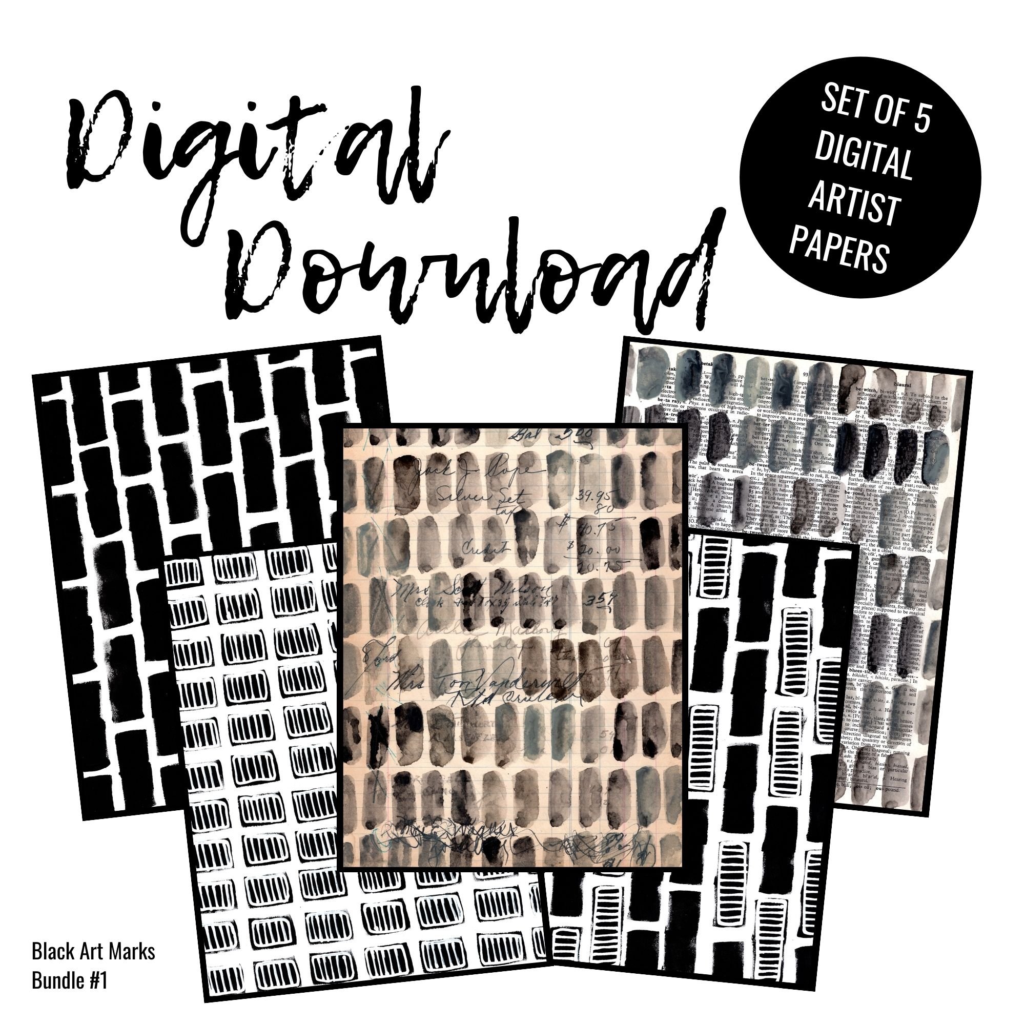 Black Art Marks Papers DIGITAL DOWNLOAD Set 1 — BB Henry Art