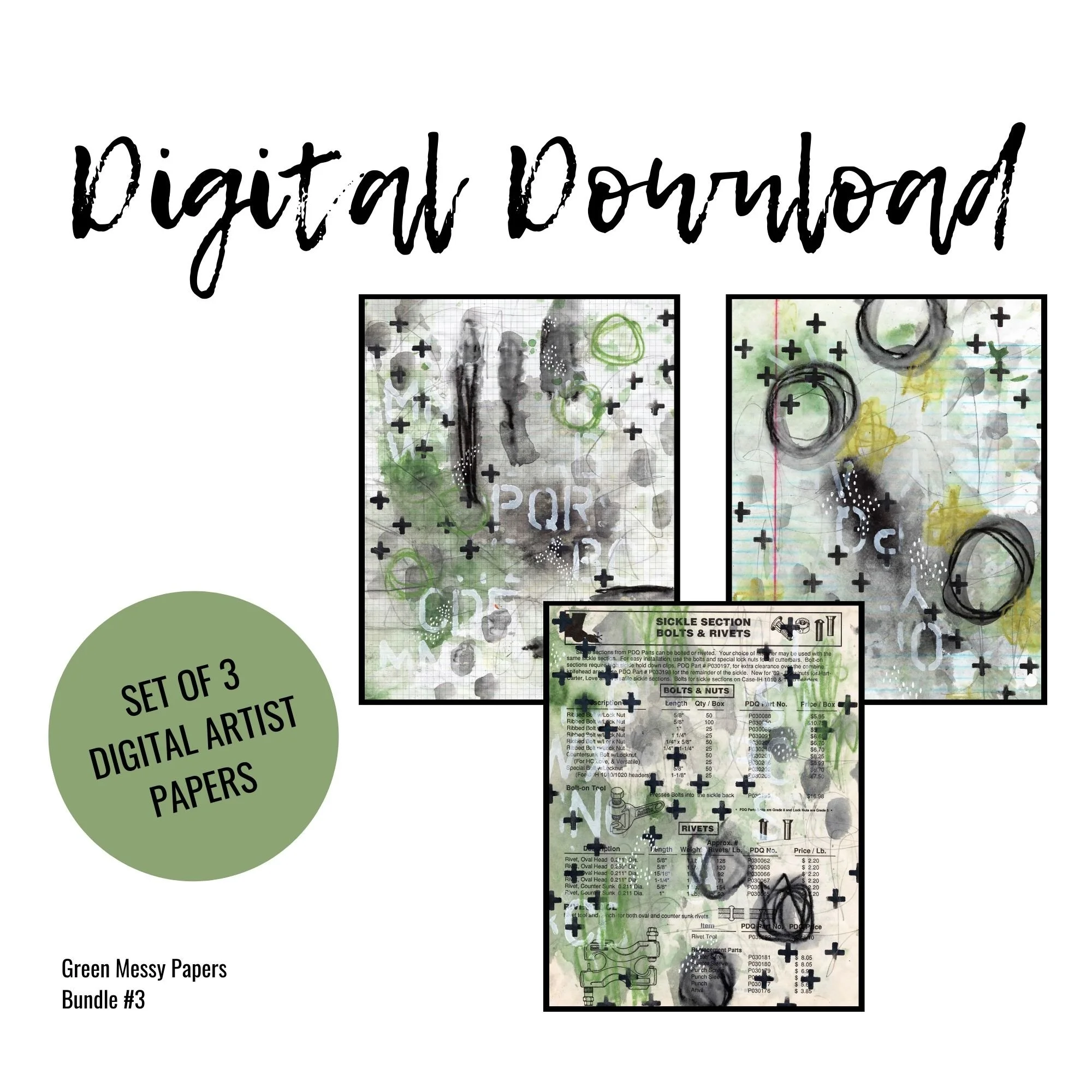 Teal Messy Inky Artist Papers DIGITAL DOWNLOAD Set 4 — BB Henry Art