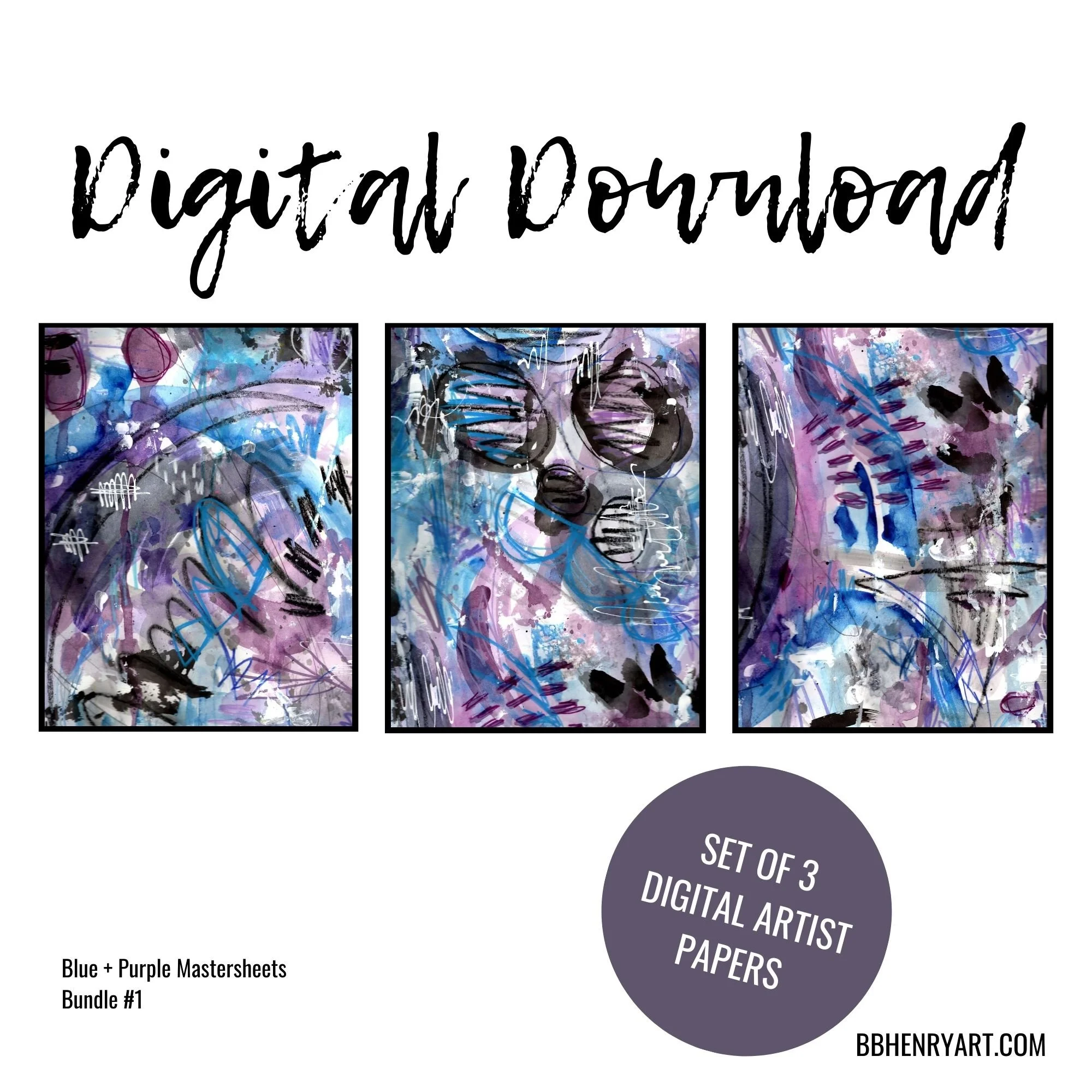 Blue + Purple Mastersheets Artist Papers DIGITAL DOWNLOAD Set 1 — BB ...