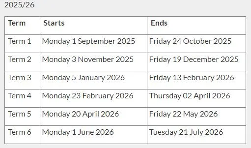 School Term Dates — Broadway Infants School