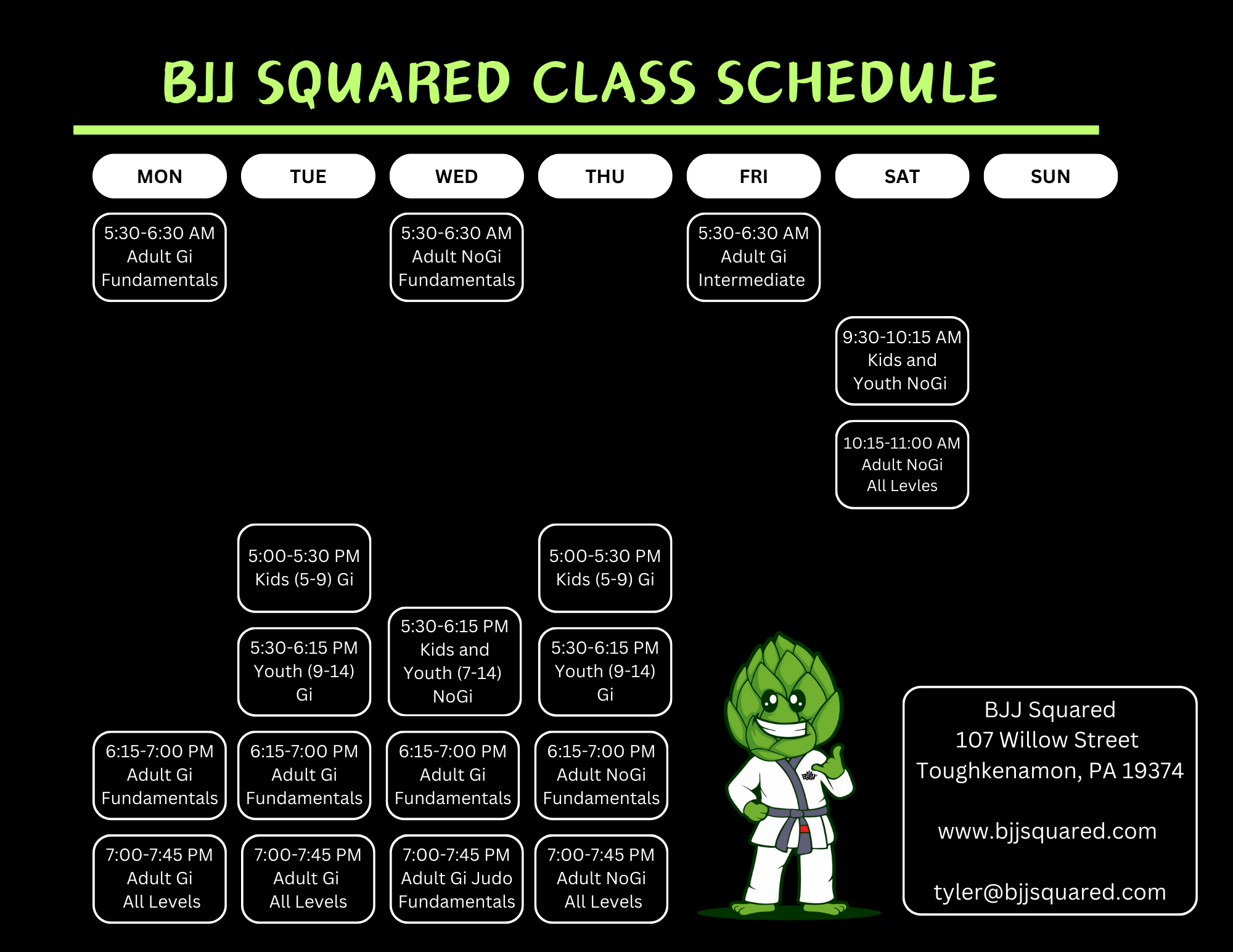 Schedule — BJJ Squared