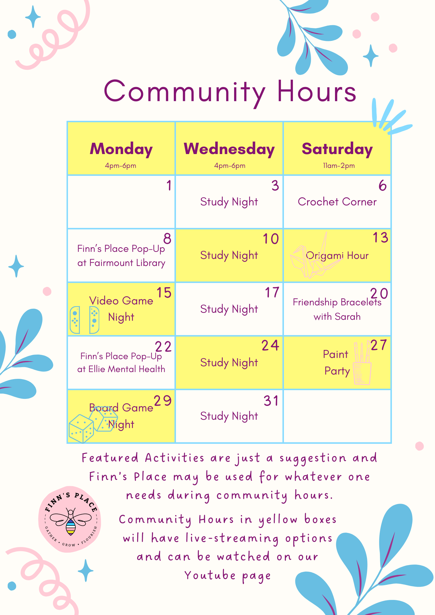 Events Calendar — Finn's Place