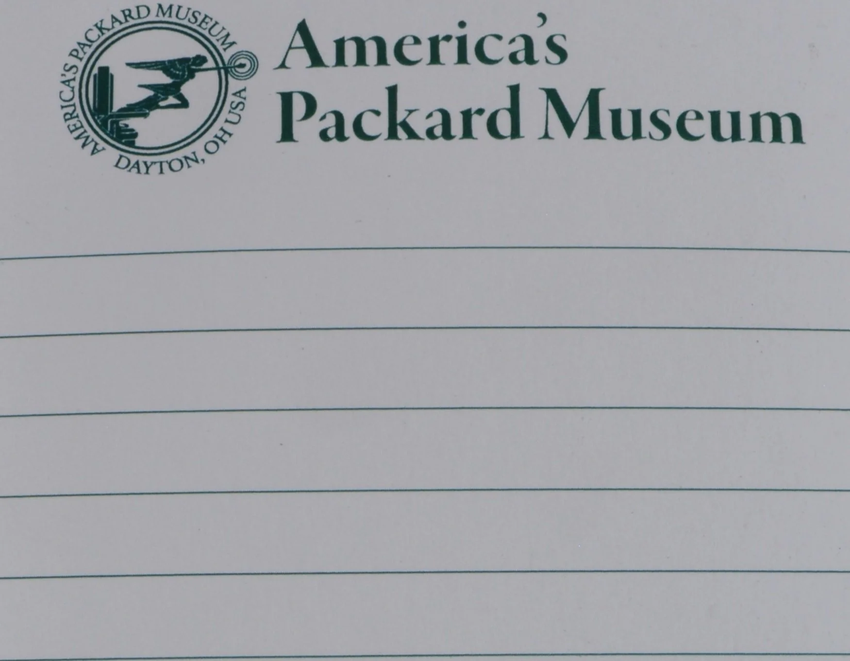 Notepad from America's Packard Museum — America's Packard Museum