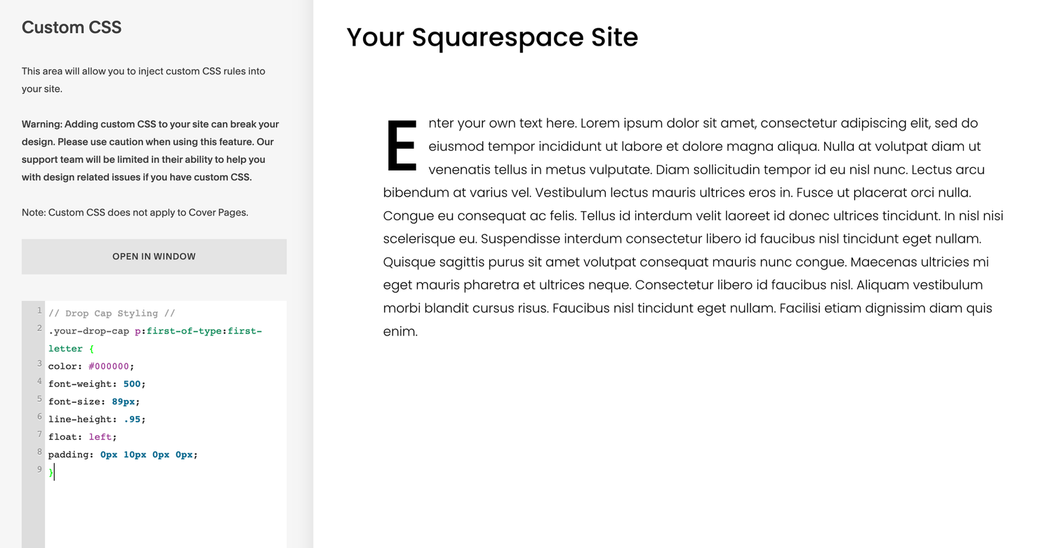 How To Drop Cap Text In Squarespace | JayMade