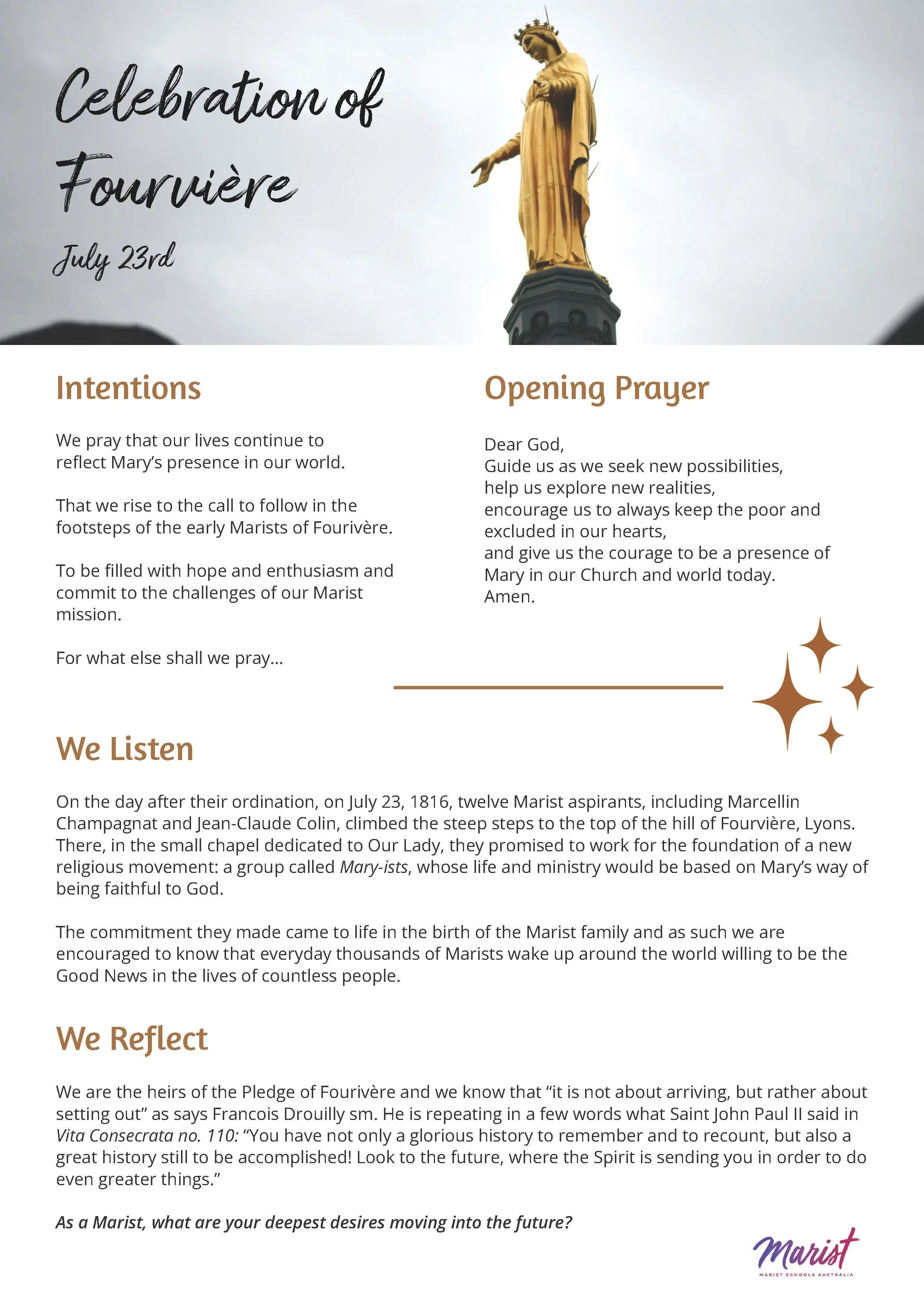 Prayers and Reflections — Marist Mission and Life Formation ...