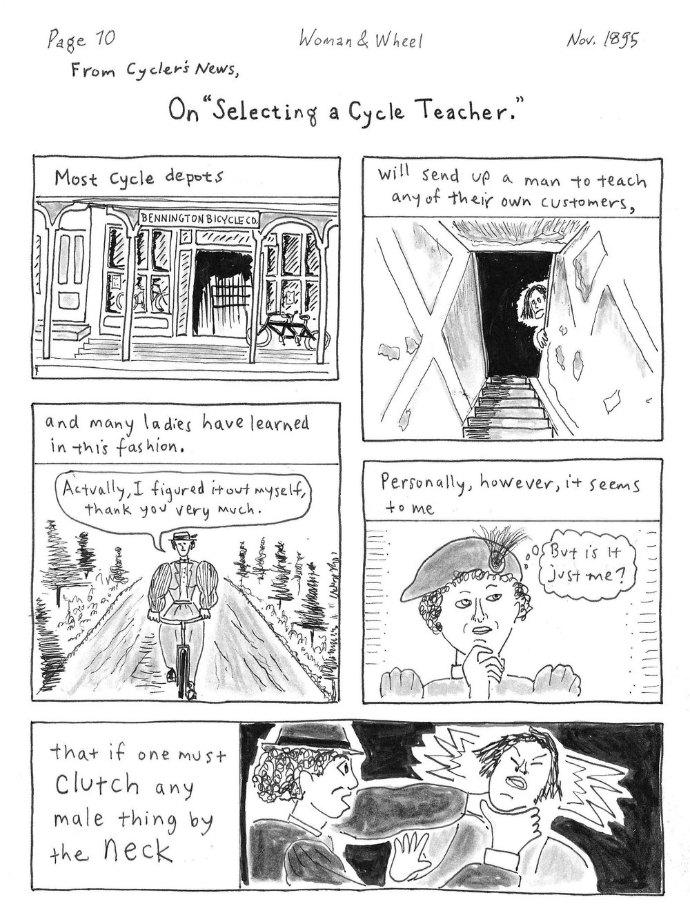 Woman and Wheel in Vermont — The Illustrated Wheel Bicycle Comics