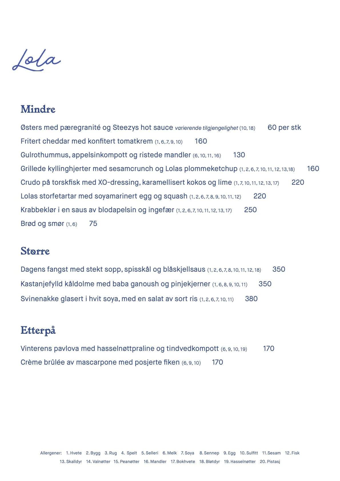 General 3 — Lola - Bistro & Restaurant i Bergen