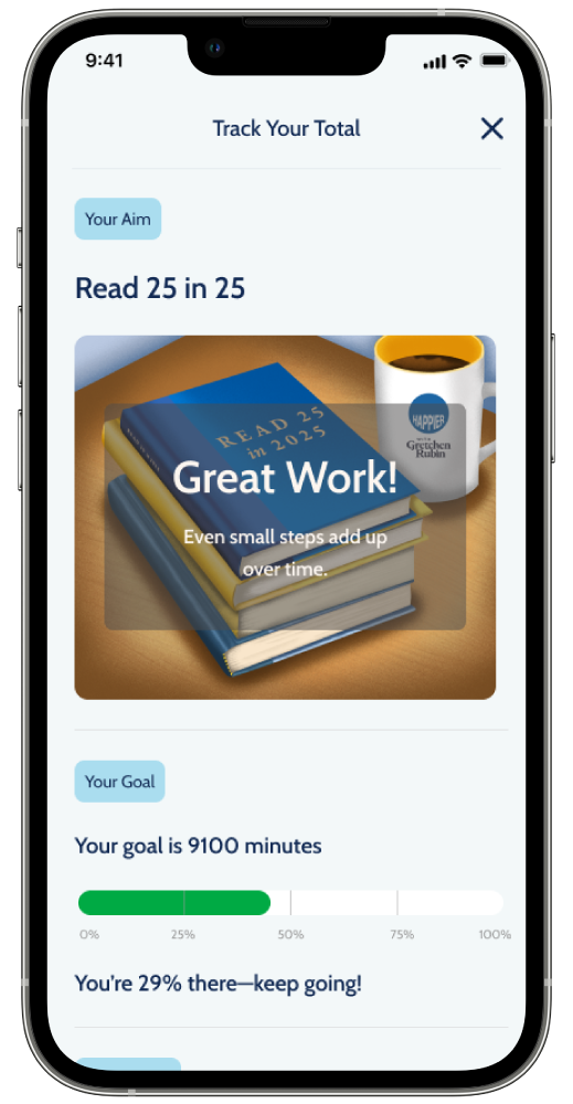 Read 25 in 25 — The Happier app