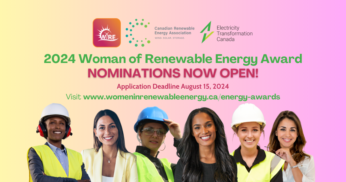 WiRE & CanREA 2024 Woman of Renewable Energy Award — Women in Renewable ...