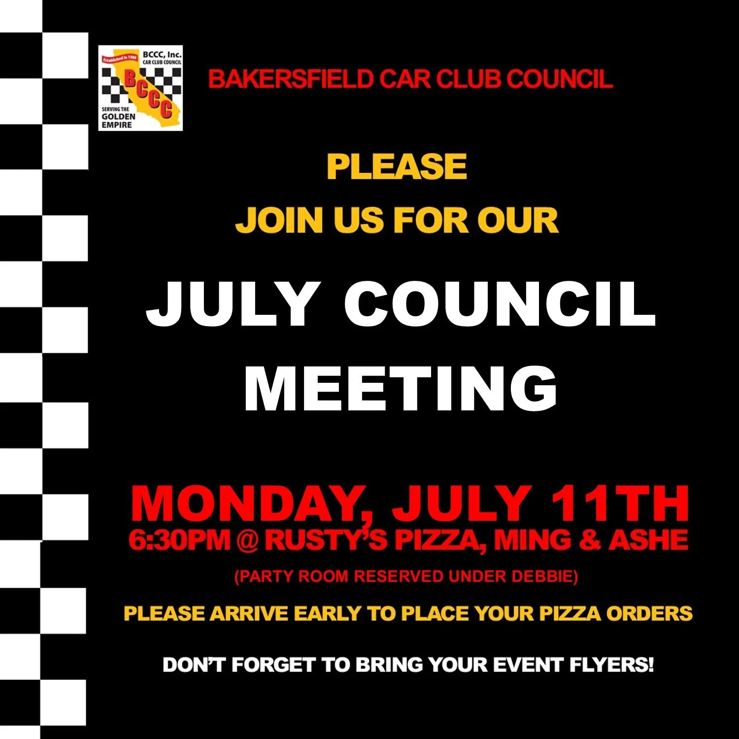 Calendar of Events — Bakersfield Car Club Council