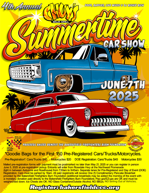 4th Annual Chuy's Summertime Car Show — Bakersfield Car Club Council