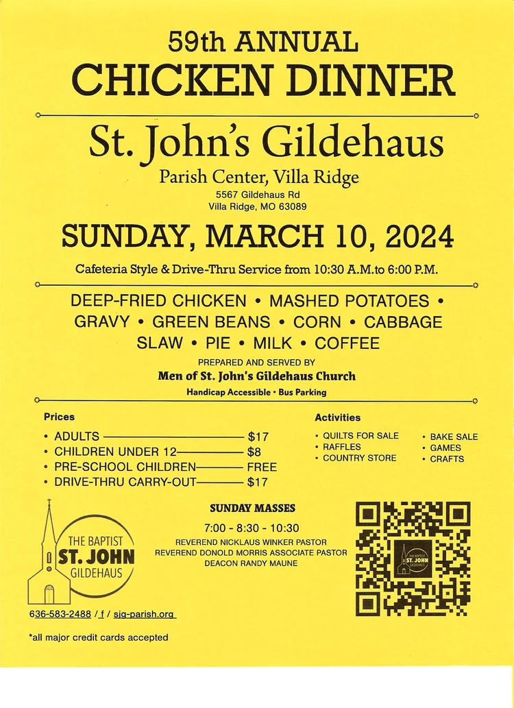 Chicken Dinner — St. John the Baptist Gildehaus Catholic Church