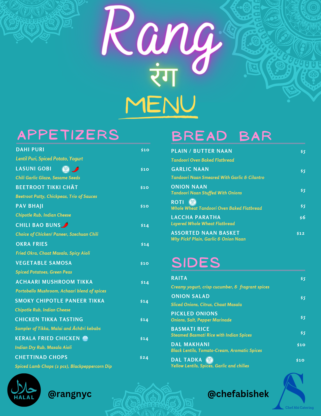 Menus — Rang | Cocktails & Tapas Bar