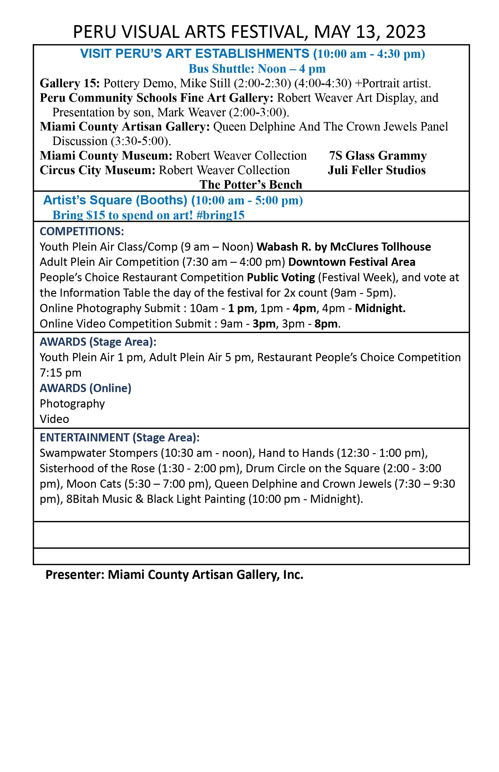 Schedule — peruvisualartsfestival.org