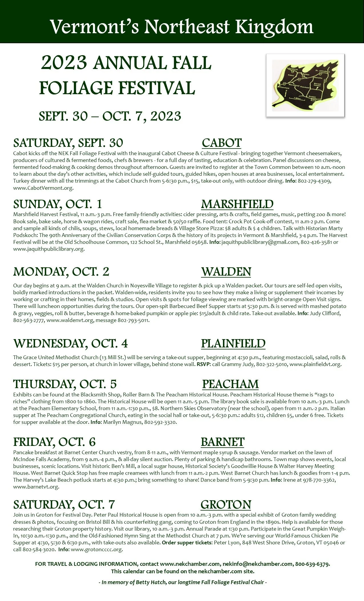 NEK Fall Foliage Festival 2023 — Cabot Chronicle