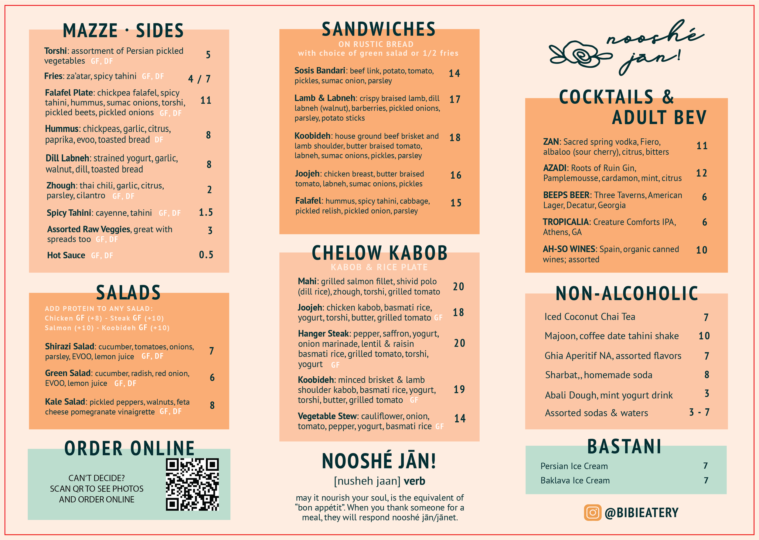 Bibi Menu — Bibi Eatery