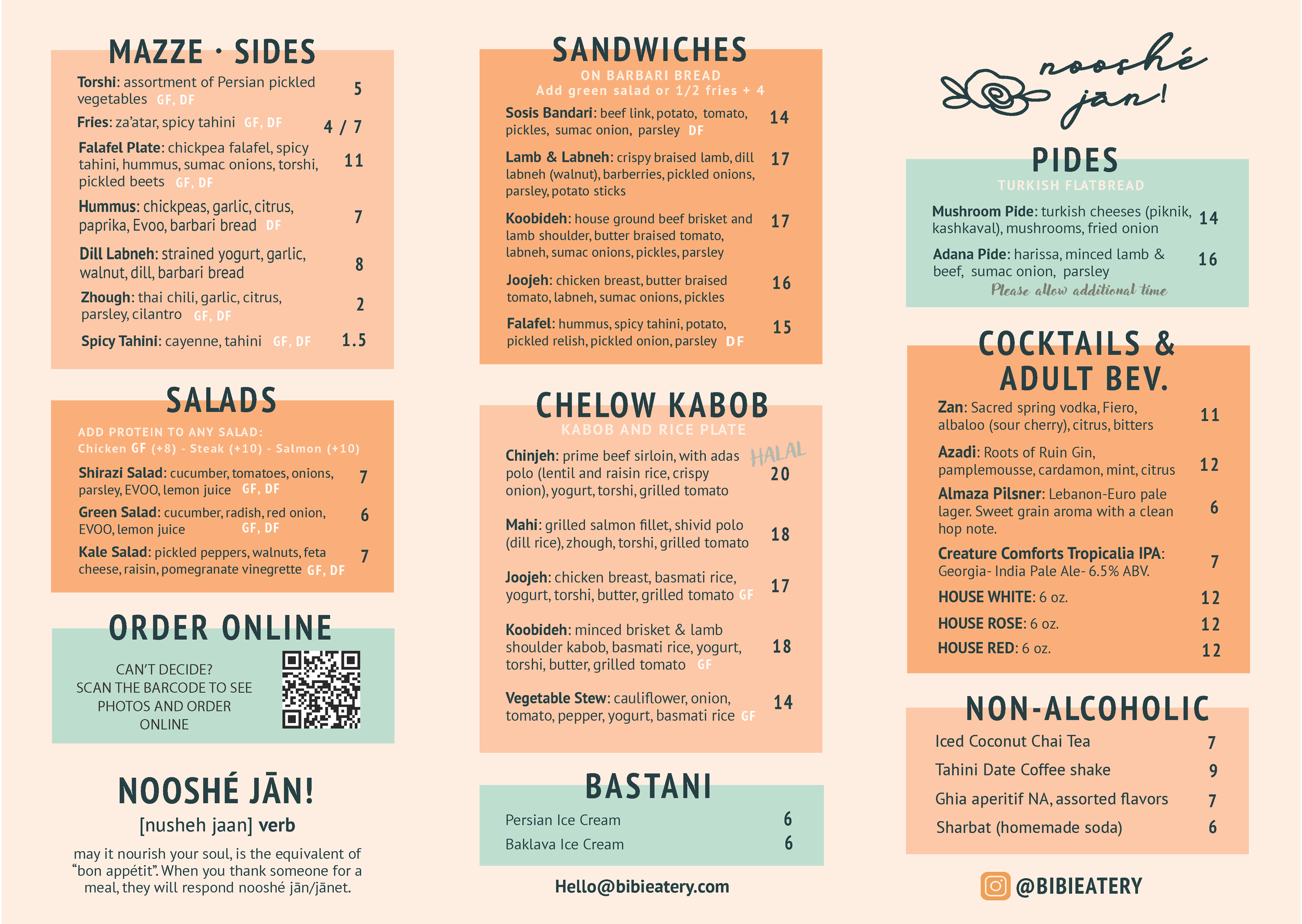 Bibi Menu — Bibi Eatery
