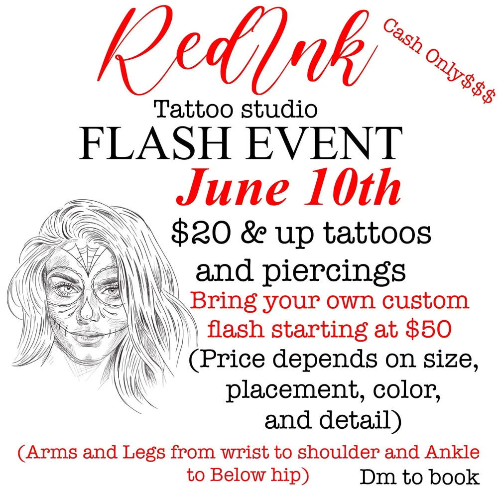 REDINK TATTOO STUDIO FLASH TATTOO EVENTS — REDINK TATTOO STUDIO