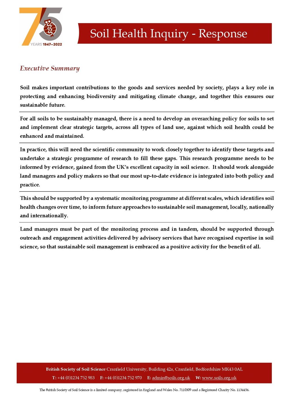 Soil Health Inquiry - Response — Coalition of Action for Soil Health