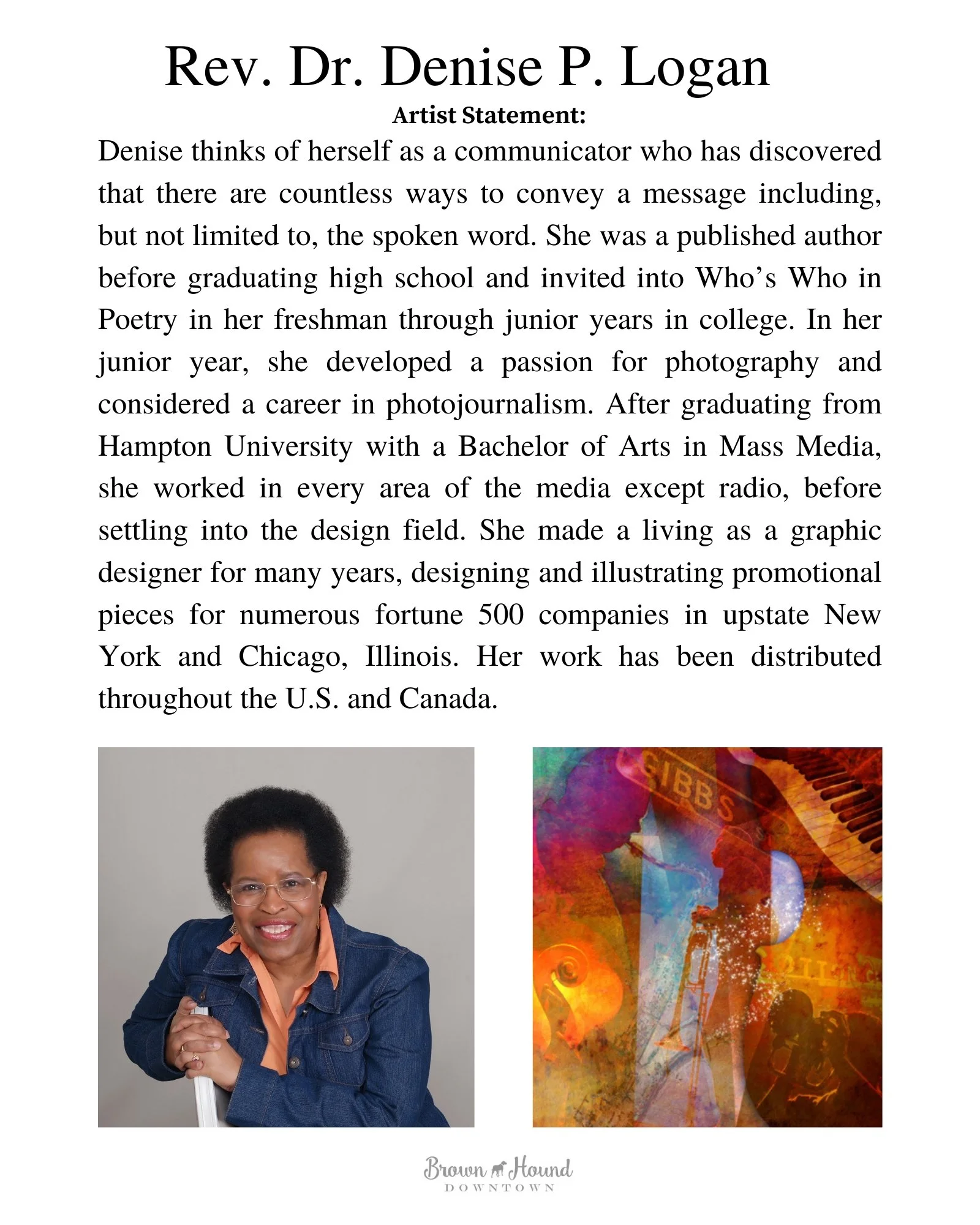 Artist Reception - Rev Dr Denise Logan — Brown Hound Downtown