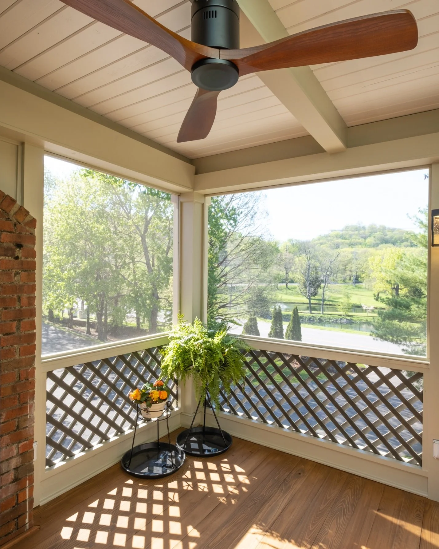 Extra special privacy abounds with this second story screened porch ...