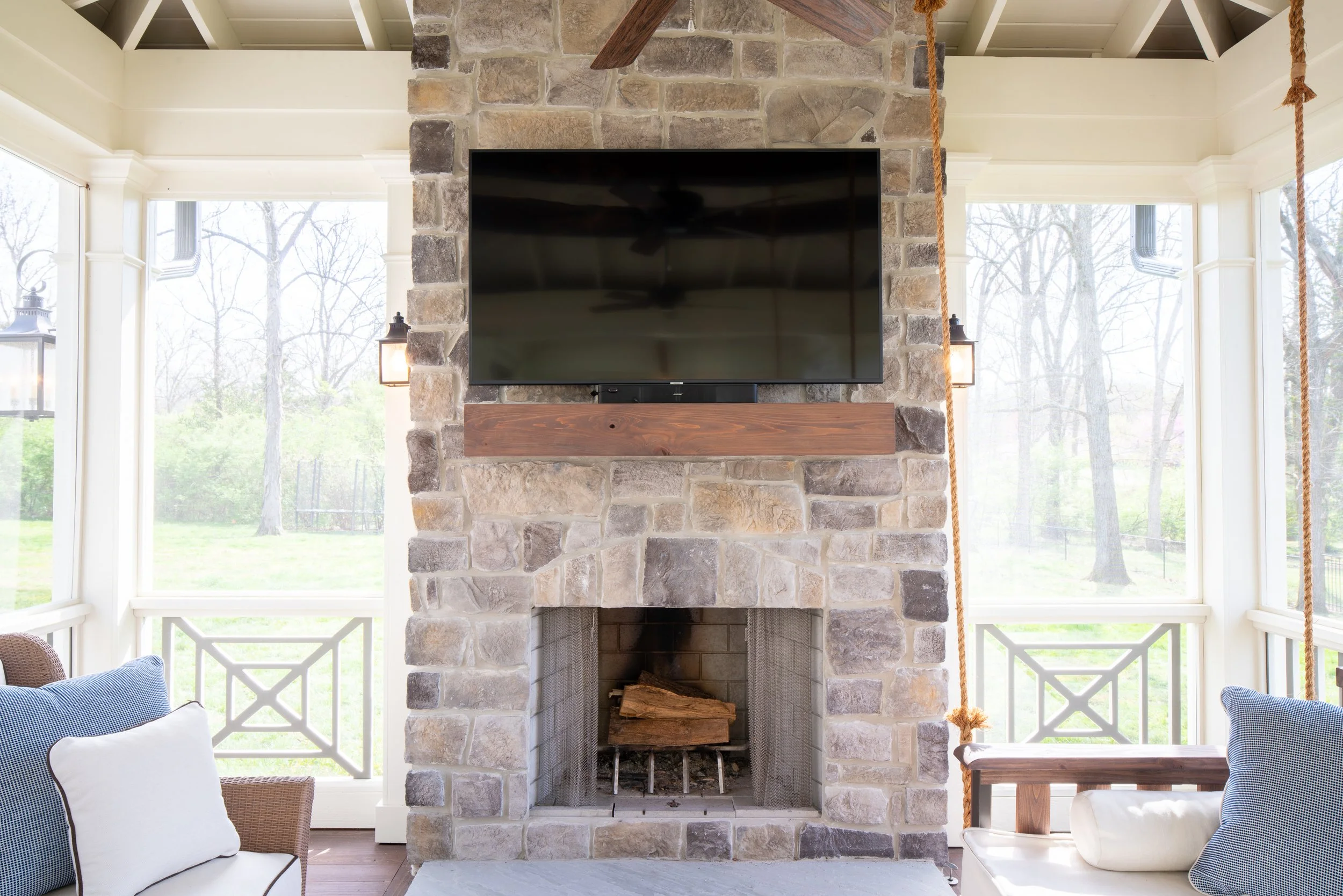 The Porch Company | Screened In Porch With Fireplace | Wood Burning vs ...