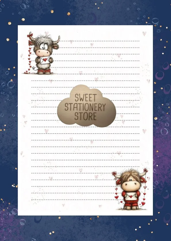 Highland Cows & Love Letters Stationery - letter writing paper ...