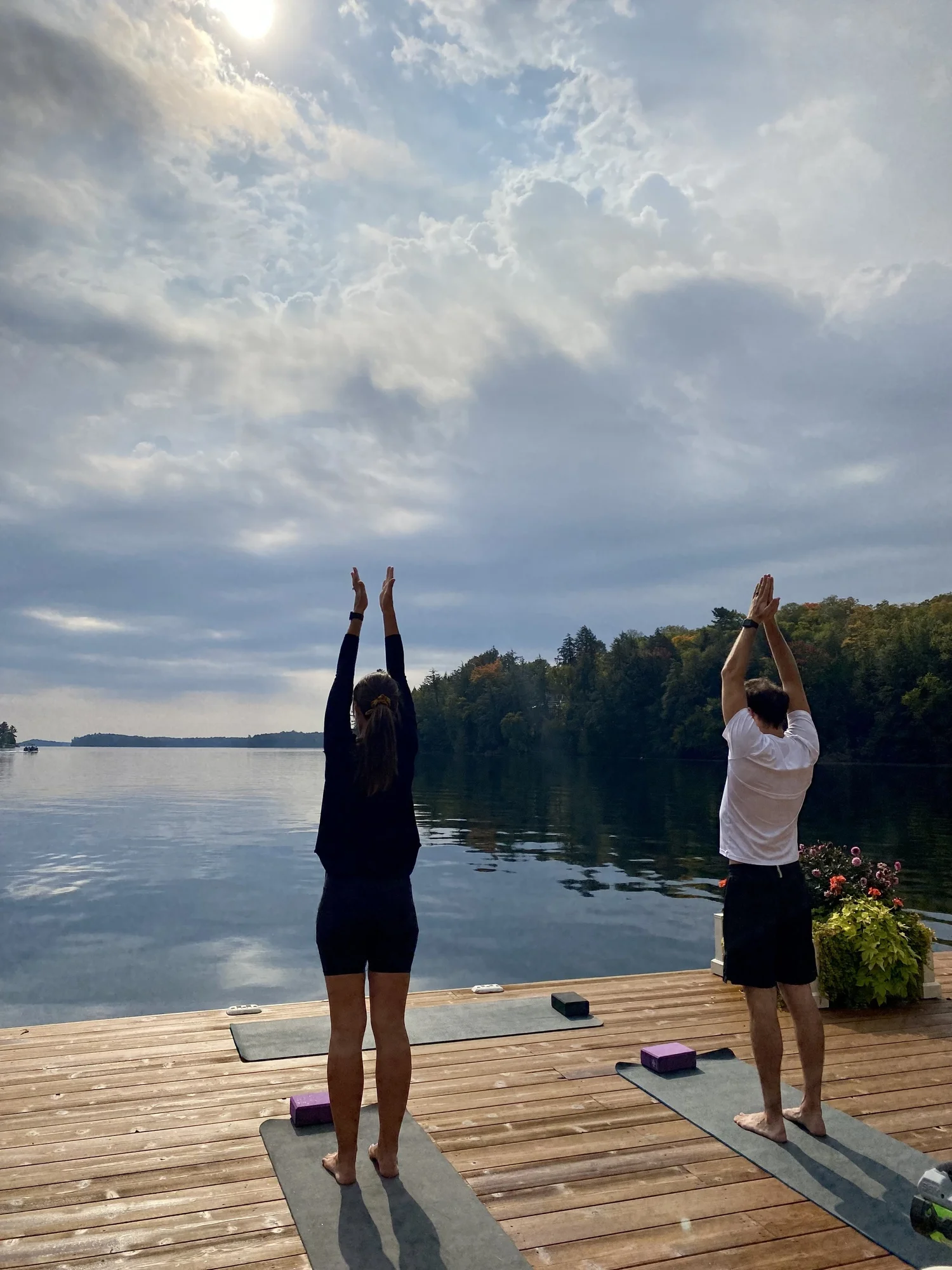 Outdoor pilates yoga class in Muskoka by the lake, fitness & wellness ...