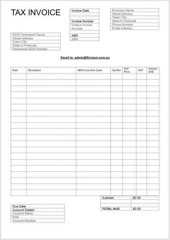 Provider Invoice Checklist and Templates — First Avenue | NDIS Plan ...