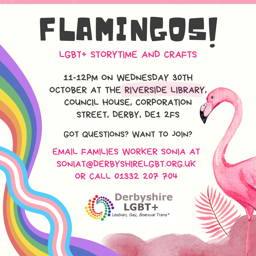 Flamingos! LGBT+ Storytime and crafts — Derbyshire LGBT+