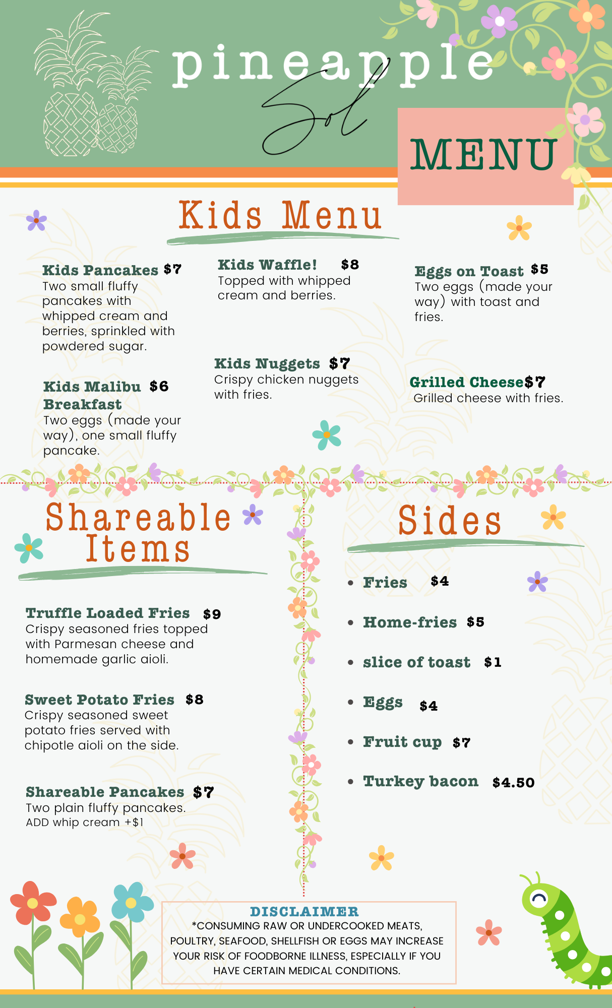 Menus — Pineapple Sol