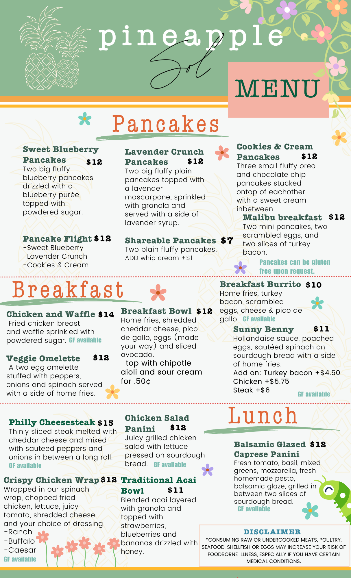 Menus — Pineapple Sol