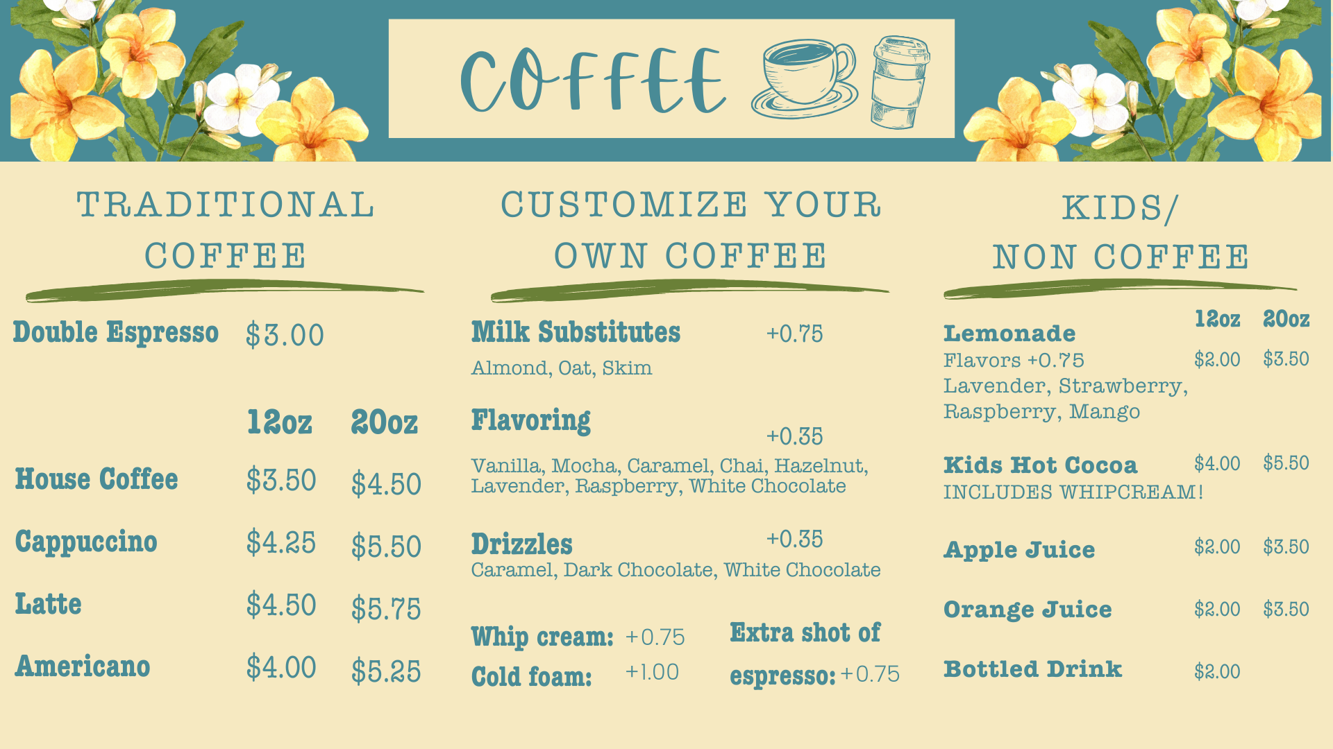 Menus — Pineapple Sol