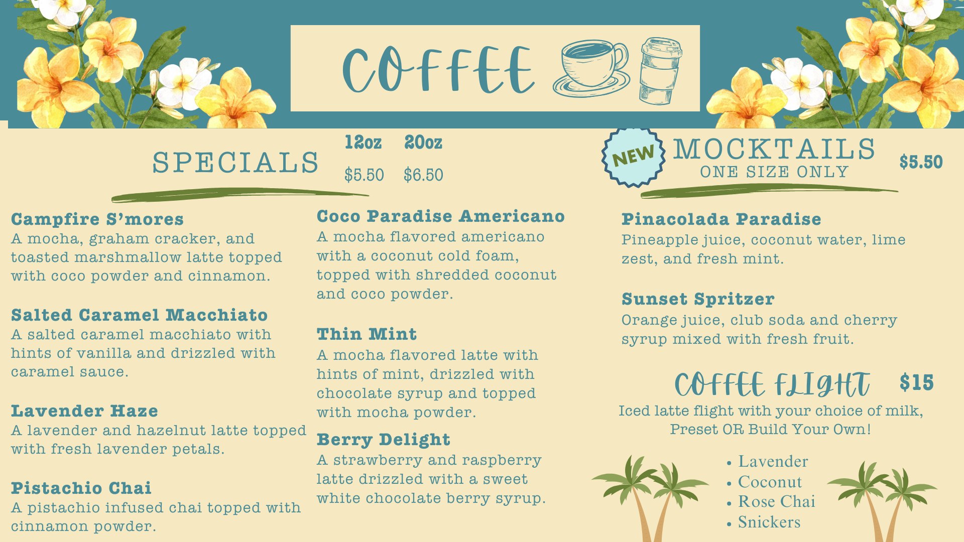 Menus — Pineapple Sol