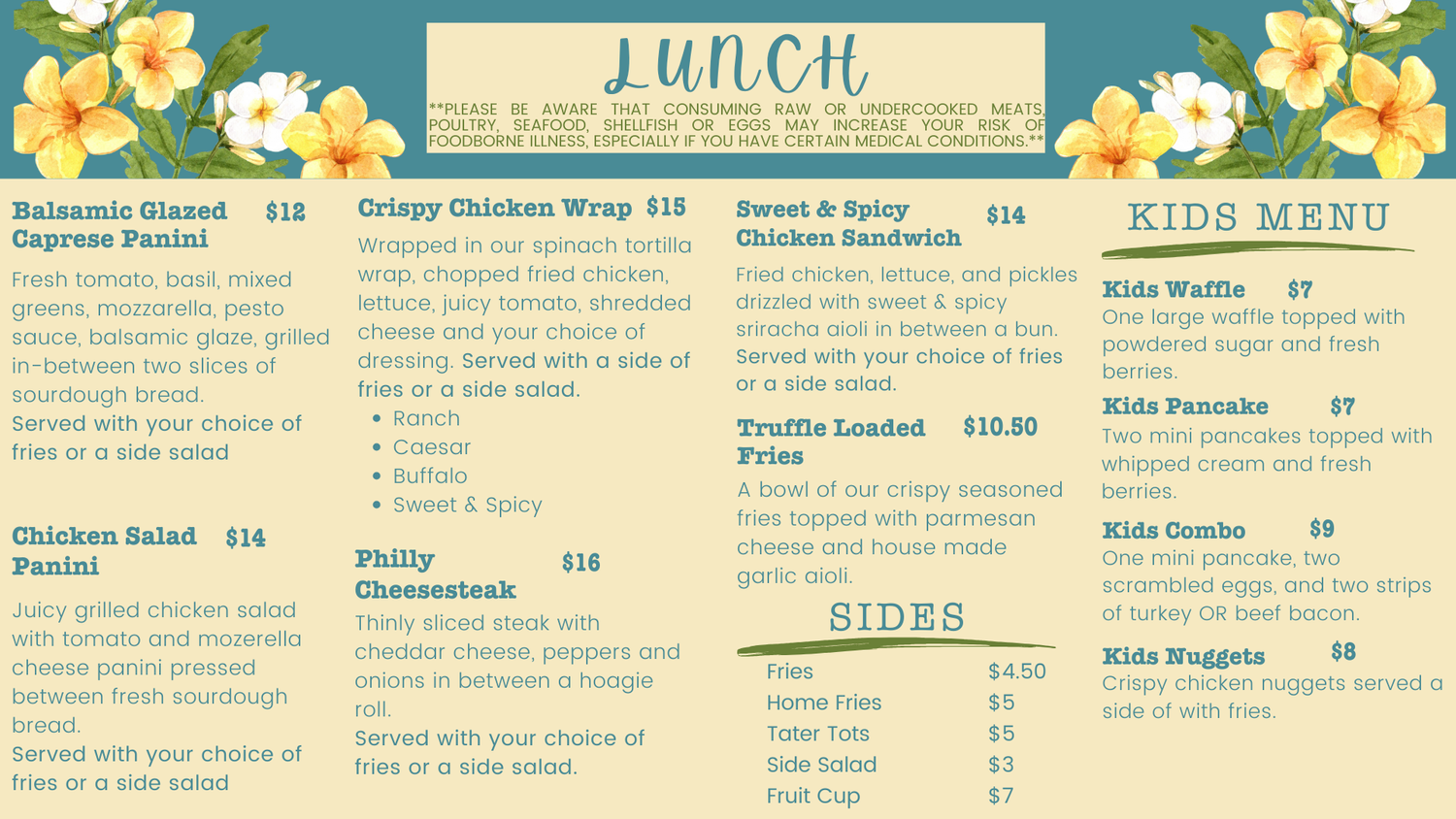 Menus — Pineapple Sol