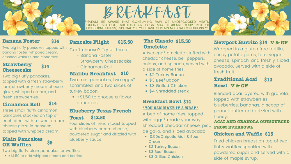 Menus — Pineapple Sol