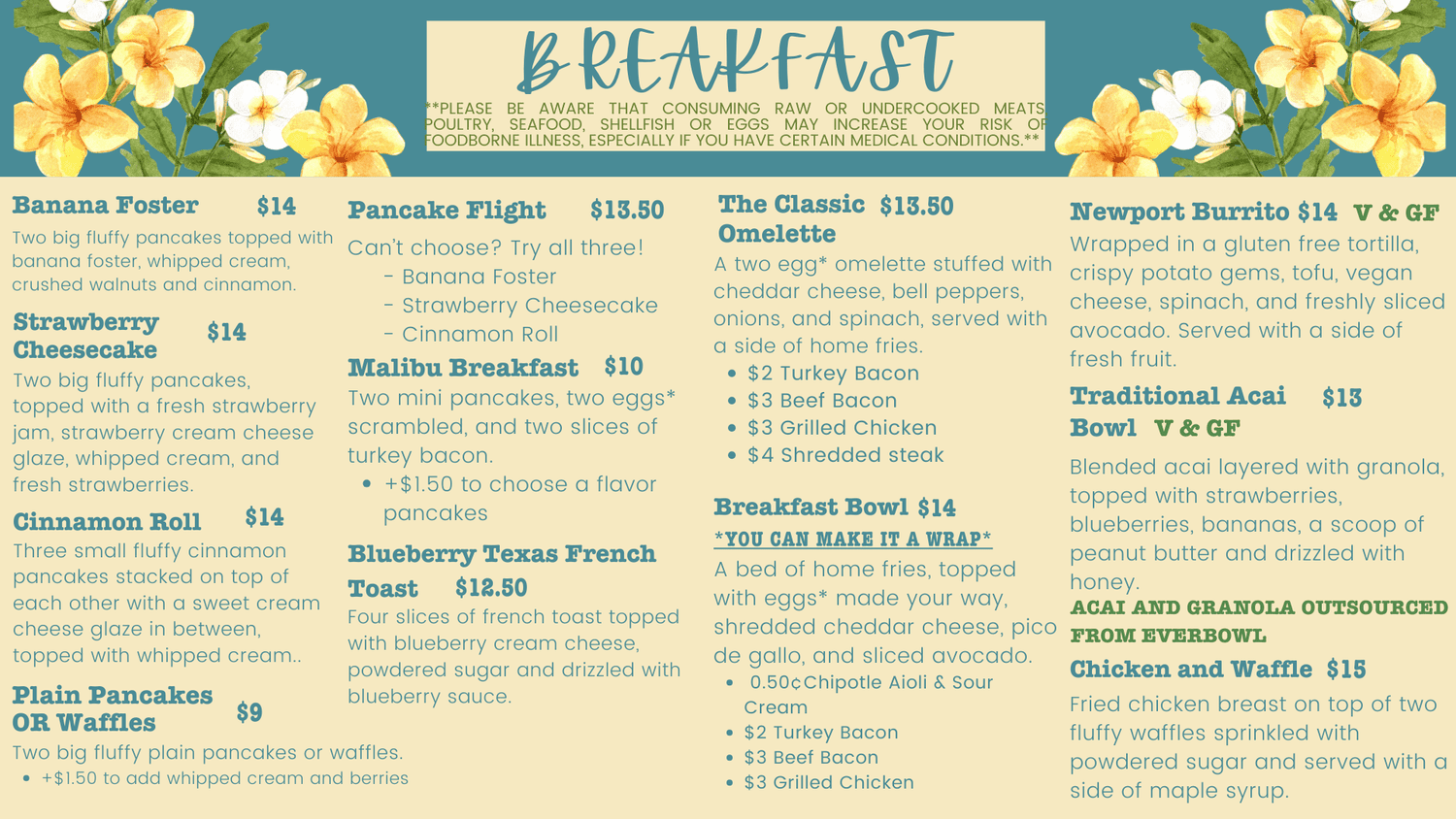 Menus — Pineapple Sol