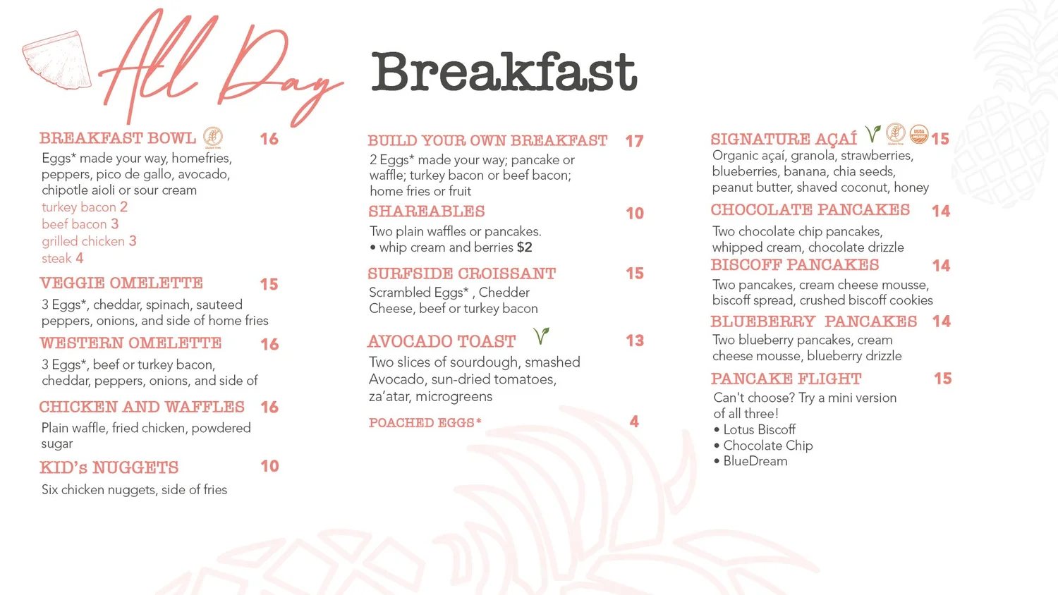 Menus — Pineapple Sol