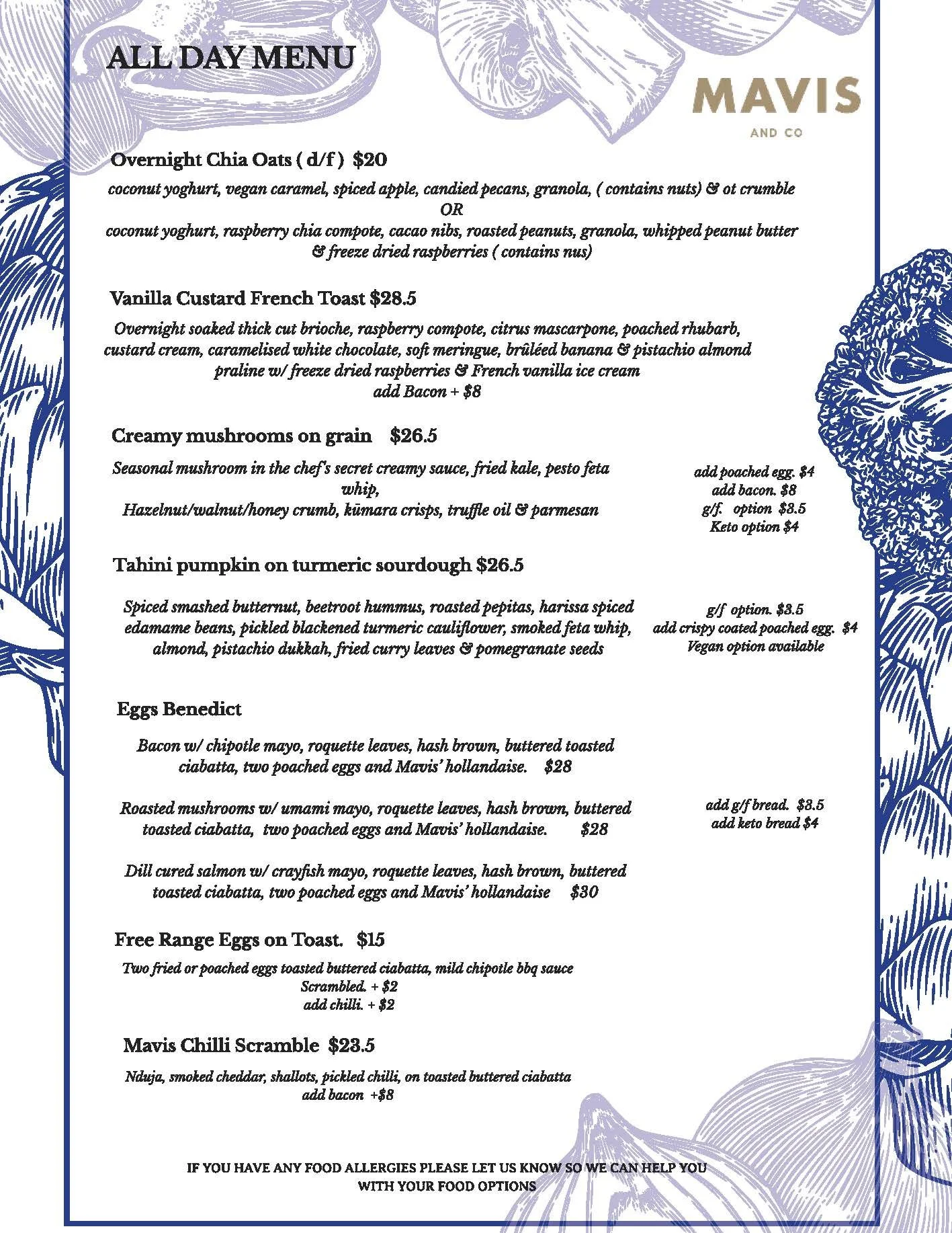 Rototuna Menu — MAVIS & Co