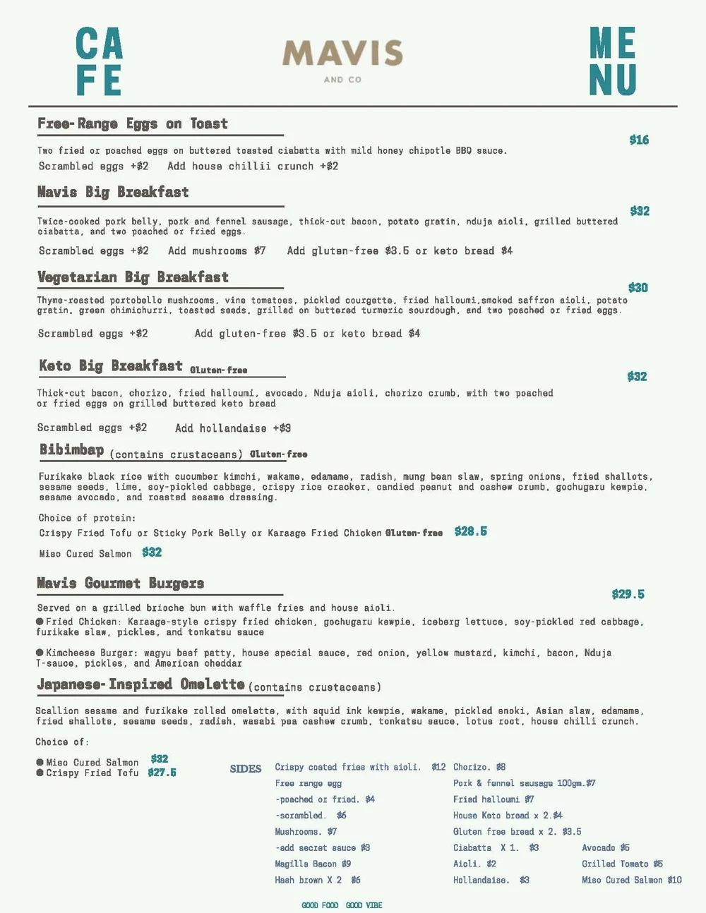 Rototuna Menu — MAVIS & Co