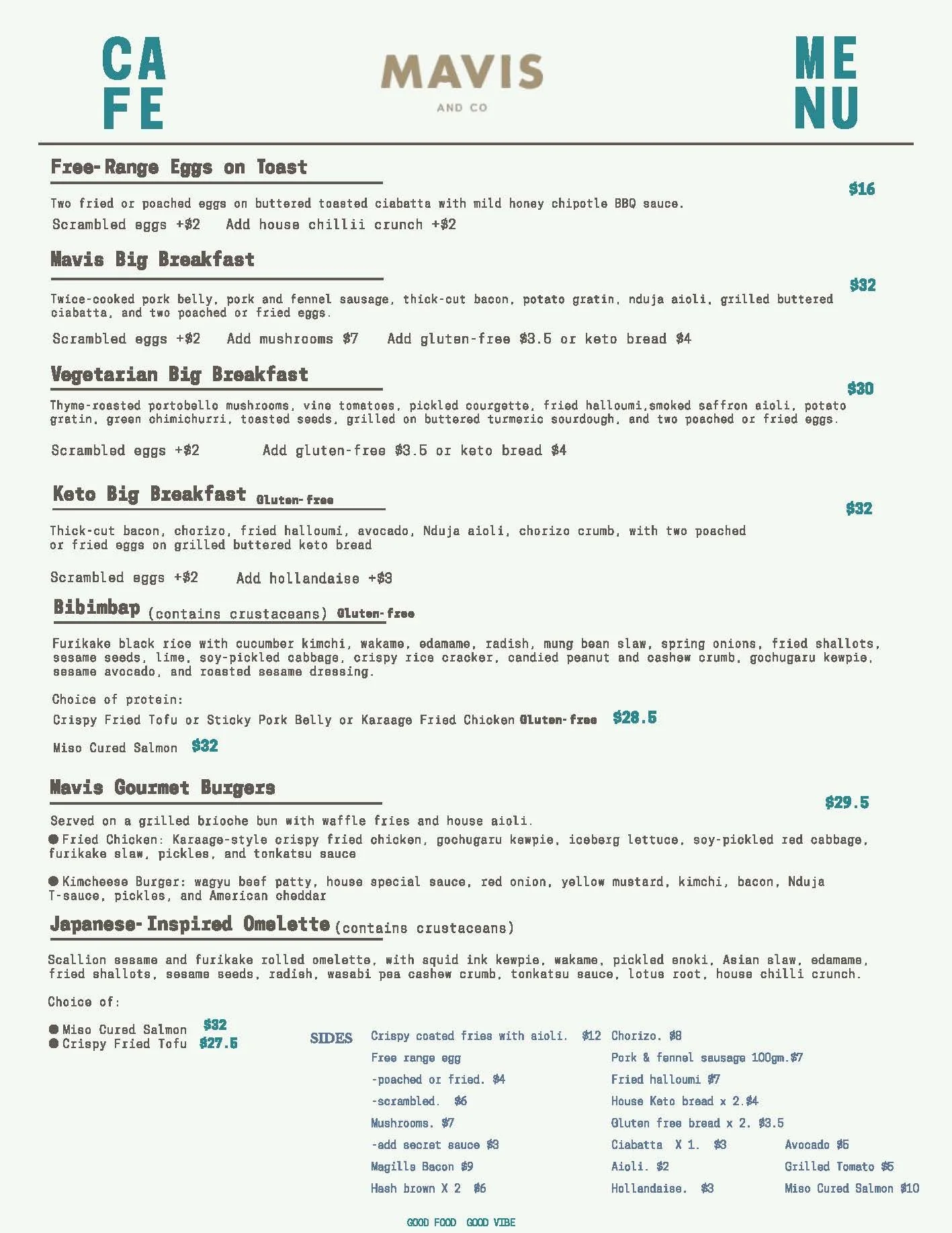 Rototuna Menu — MAVIS & Co