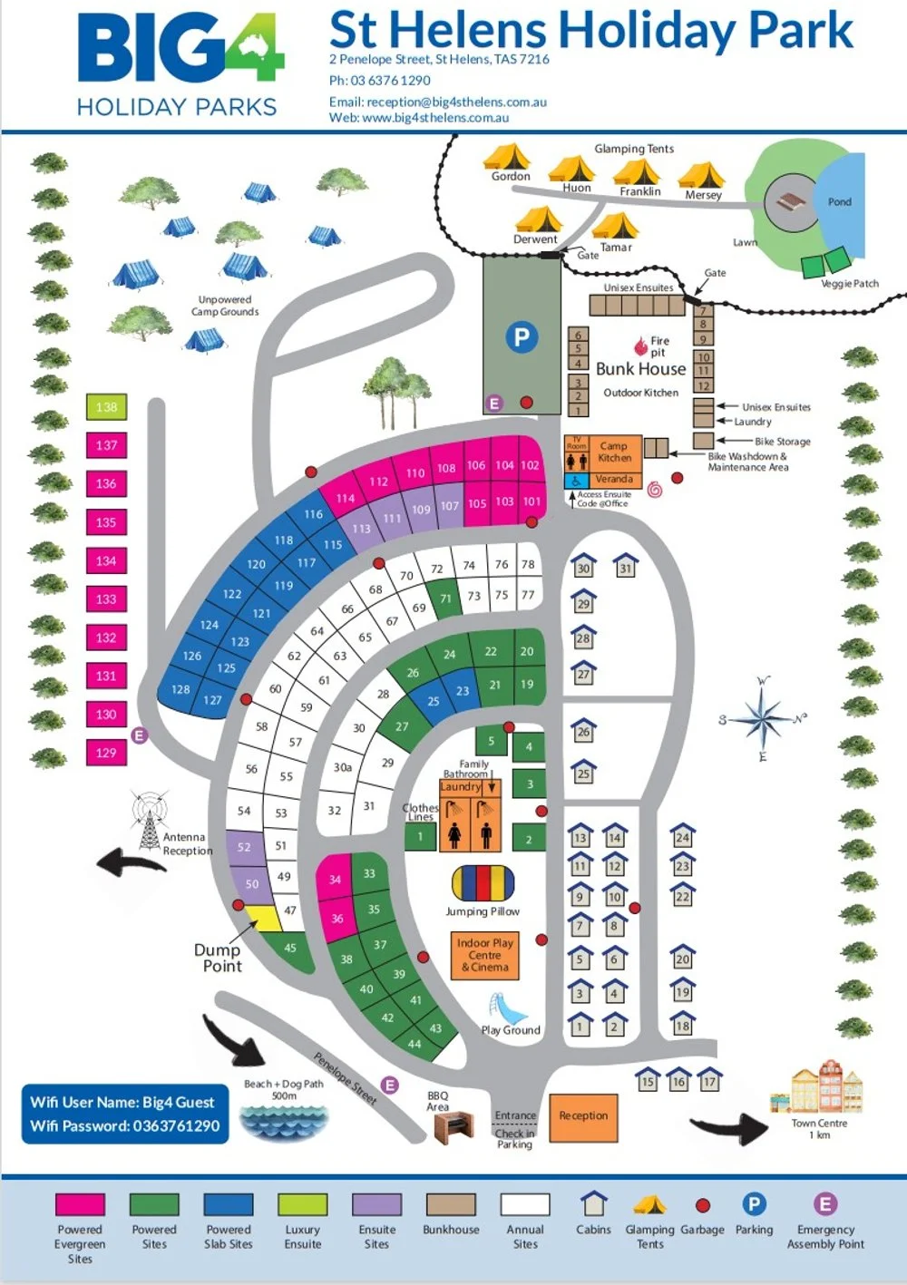 Park Map BIG4 St Helens Holiday Park