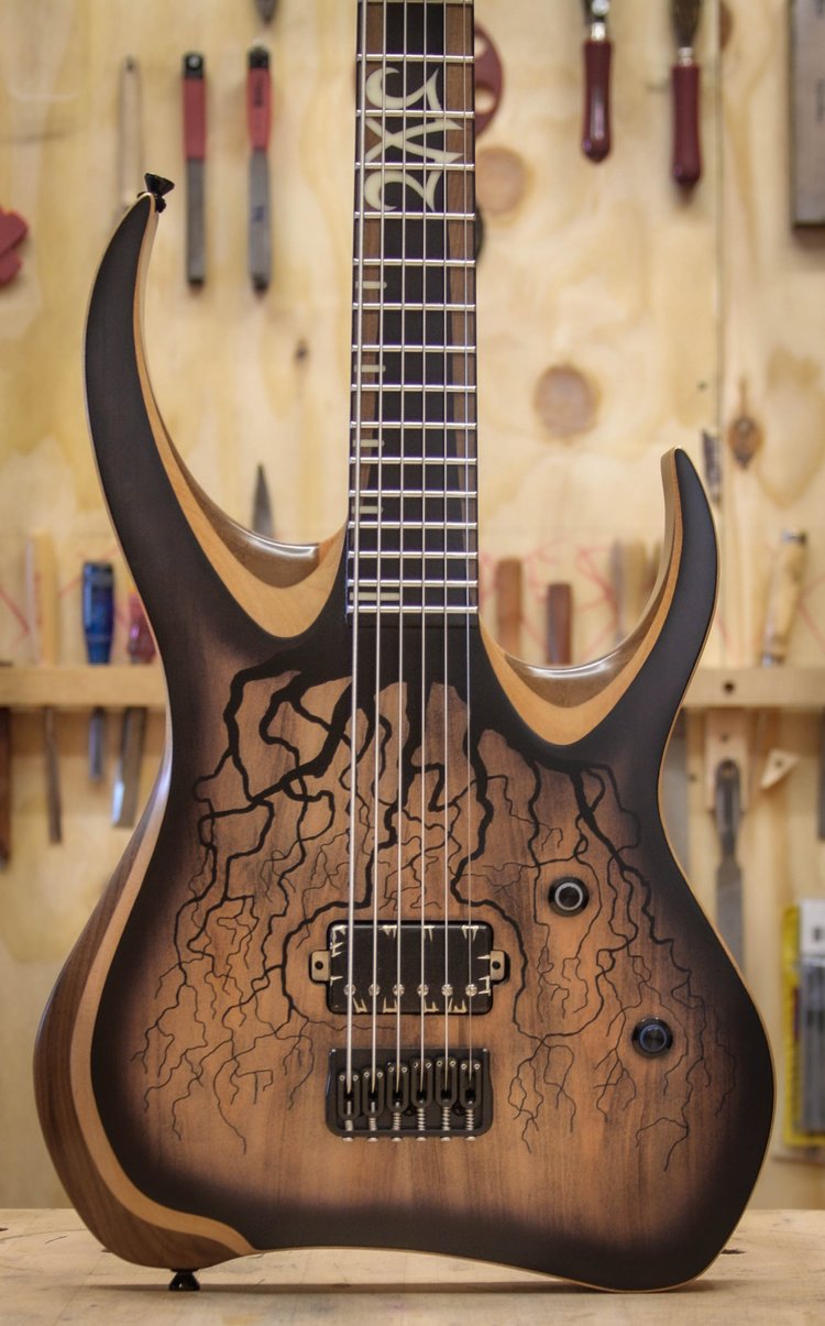 Tree of life (or death) inlay 30.2" baritone guitar — Hamurana Guitar Works