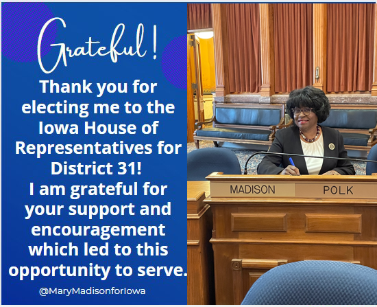 Representative Mary Madison for Iowa House District 31