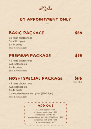 Pricing & Packages — Hoshi Studios