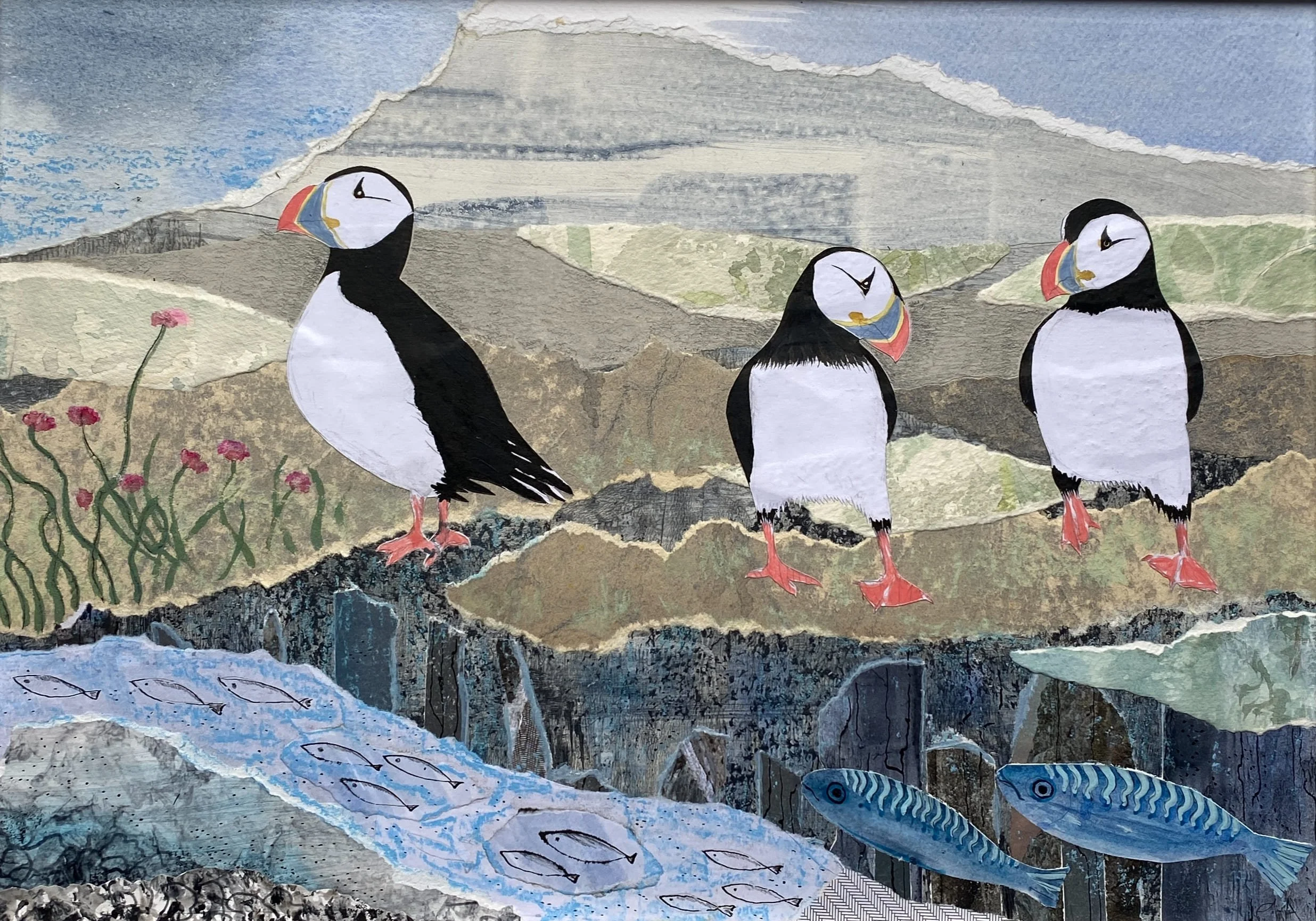 Puffins by Eleanor Allit | Collage — 100 artists