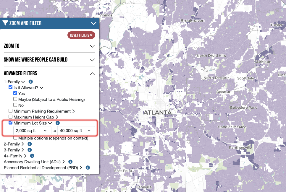MINIMUM LOT SIZES — National Zoning Atlas