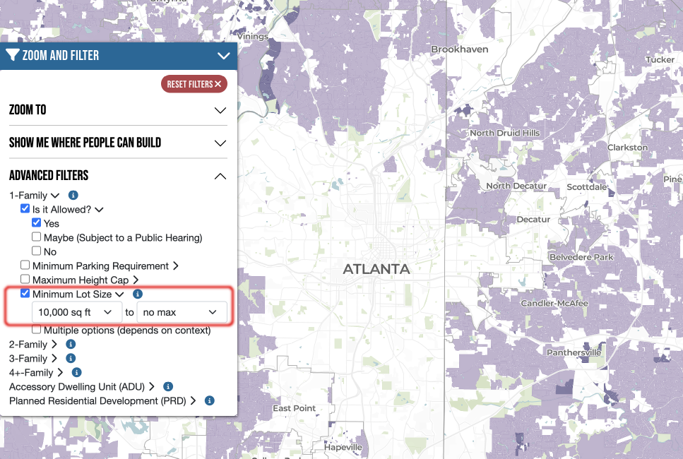 MINIMUM LOT SIZES — National Zoning Atlas